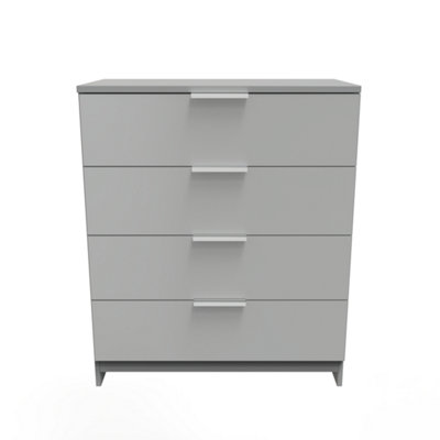 Poole 4 Drawer Chest in Uniform Grey Gloss & Dusk Grey (Ready Assembled)