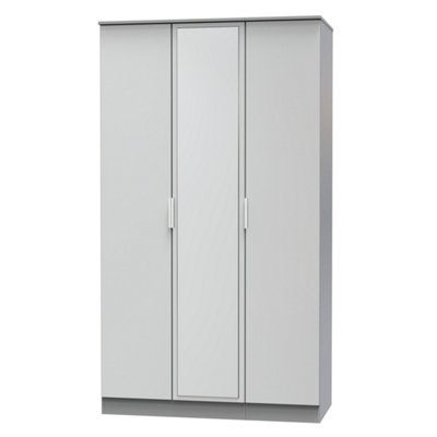 Poole Triple Mirror Wardrobe in Uniform Grey & Dusk Grey (Ready Assembled)