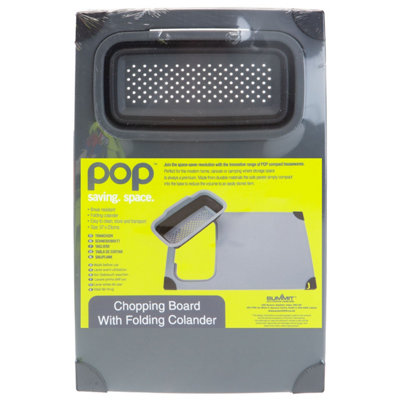 Pop Collapsible Board & Colander Set Black Non Slip Summit