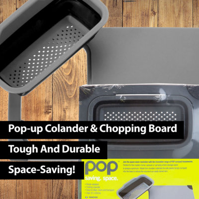 Pop Collapsible Board & Colander Set Black Non Slip Summit