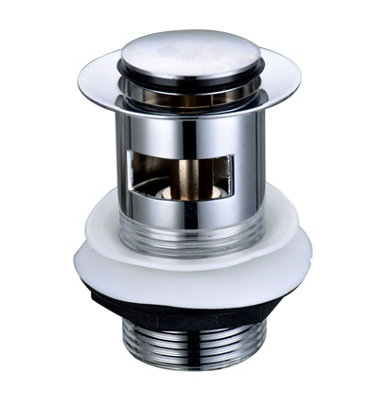 POP UP BASIN WASTE SLOTTED BATHROOM CHROME SINK PUSH BUTTON CLICK CLACK ...