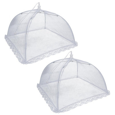 POP UP COLLAPSIBLE FOOD COVER PROTECTOR UMBRELLA MESH NET NETTING BBQ 2PC