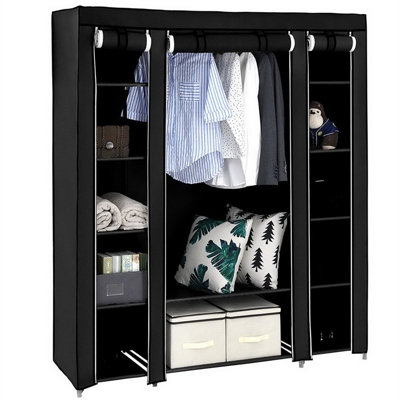 Pop Up Fabric Wardrobe 12 compartment - Black