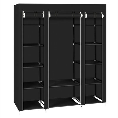 Pop Up Fabric Wardrobe 12 compartment - Black