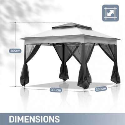 Pop Up Gazebo With Mesh Sides Garden Marquee Camping Tent Canopy 3.3x3 ...