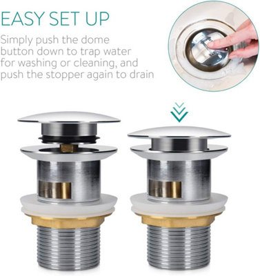 Pop Up Sink Plug , Click Clack Slotted Bathroom Waste Plug Overflow All ...