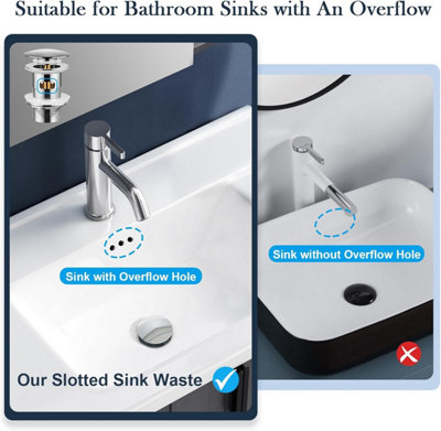 Pop Up Waste for Bathroom Sink Modern Basin Waste Chrome Click Clack ...