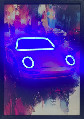 Porsche 911 Style Neon LED Wall Art 40 x 60 cm