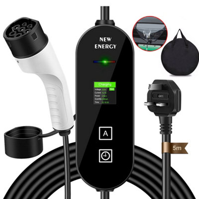 Portable 13A Type 2 EV Charging Cable with UK 3 Pin Plug for Electric ...
