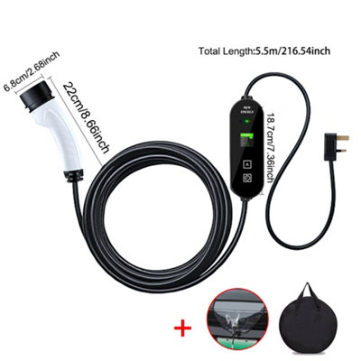 Portable 13A Type 2 EV Charging Cable with UK 3 Pin Plug for Electric ...