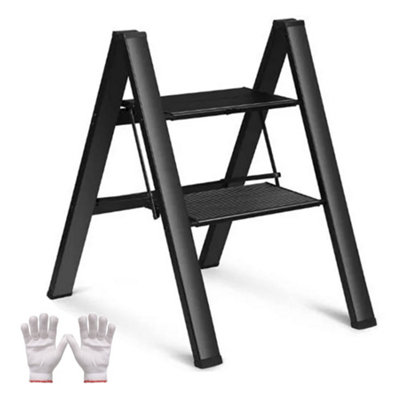 Portable 2 Step Ladder Lightweight Folding Step Stool w/Anti Slip Tread