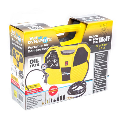 Portable Air Compressor Wolf Air Dynamite With 10pc Accessories