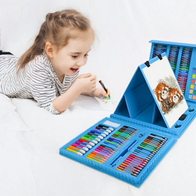 Portable Art Set Drawing Painting Art Supplies for Kids Blue Art Set