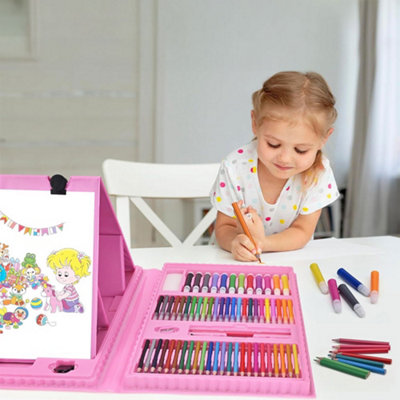 Portable Art Set Drawing Painting Art Supplies for Kids Pink Art Set