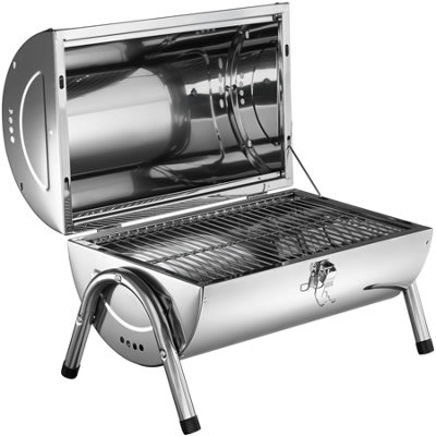 Portable BBQ - opens to double the grill area, practical carry handle ...