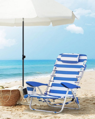 Portable Beach Chair with Removable Headrest, Folding Beach Chair with ...