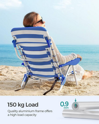 Portable Beach Chair with Removable Headrest, Folding Beach Chair with ...
