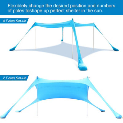 Portable Beach Tent Family Sun Shade 4-6 Person Shelter Camping Canopy ...