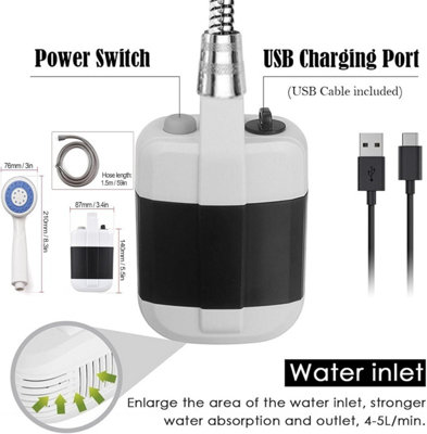 Portable Camping Shower USB Rechargeable Electric Shower Pump For ...