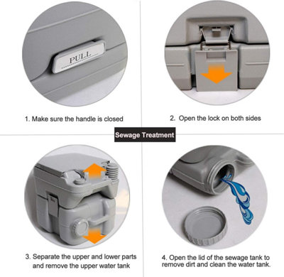 Portable Camping Toilet - 20L Handle Removable Handle Portaloo with ...