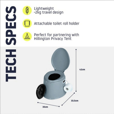 Portable Camping Toilet with 5L Waste Bucket & Toilet Roll Holder