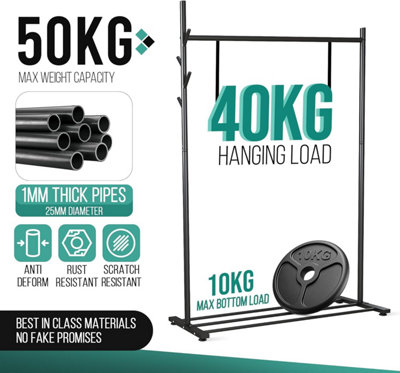 Portable Clothes Rail, Clothes Rack With Storage Shelf, 6 Hooks, Heavy ...