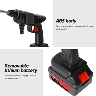 Portable Cordless Car High Pressure Washer Jet Water Wash Cleaner Gun+2 ...