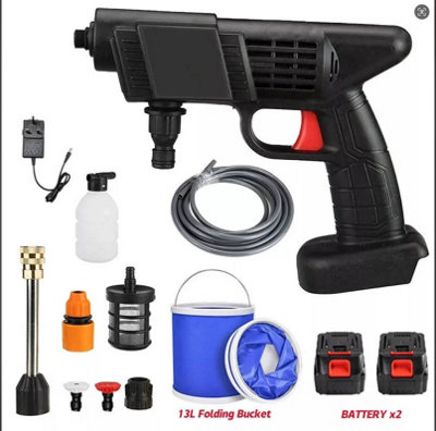 Portable Cordless High Pressure Washer Jet Cleaner Gun with 2 x 21V ...