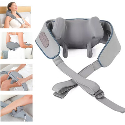 PORTABLE CORDLESS SHIATSU NECK SHOULDER BACK MASSAGER WITH HEAT & DEEP ...