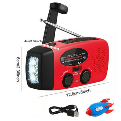 Portable Dynamo Wind Up Solar USB Rechargeable AM FM Hand Crank Radio ...