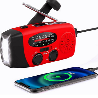 Portable Dynamo Wind Up Solar USB Rechargeable AM FM Hand Crank Radio ...