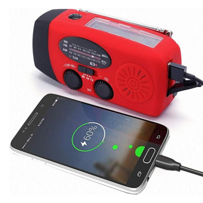 Portable Dynamo Wind Up Solar USB Rechargeable AM FM Hand Crank Radio ...