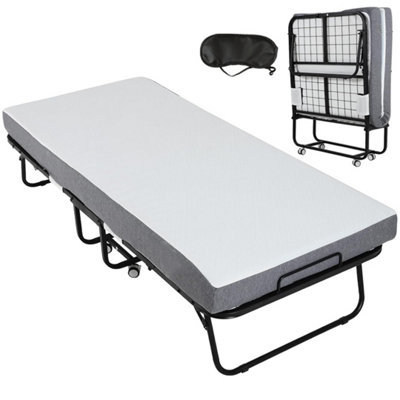 Portable Fold Up Rollaway Guest Bed with 10cm Memory Foam Mattress