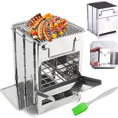 Portable & Foldable Stainless Steel Camping Stove for Wood & Multi-Fuel ...