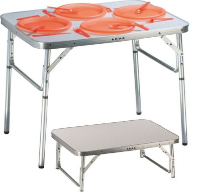 Portable Folding Aluminium Camping & Picnic Table - Adjustable Height ...