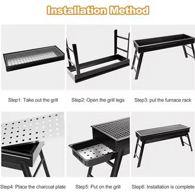 Portable Folding Charcoal BBQ Grill Compact Barbecue for Patio Camping Hiking and Picnics ...