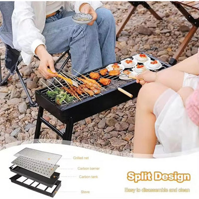 Portable Folding Charcoal BBQ Grill Compact Barbecue for Patio Camping ...