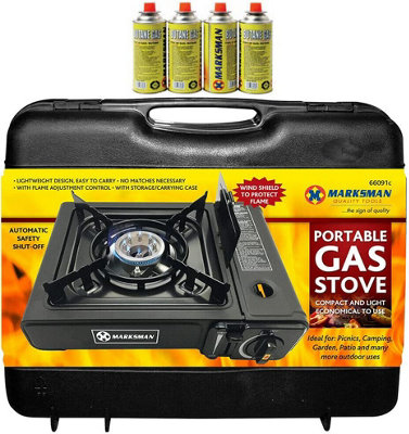 Portable Gas Cooker Stove + 4 Gas Bottles Camping Bbq Party Burner ...