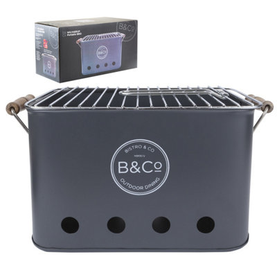 Portable Grey Rectangular BBQ -Charcoal