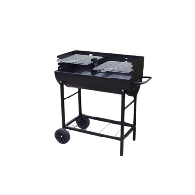 Portable Half Drum Barrel Barbecue with Adjustable Grills
