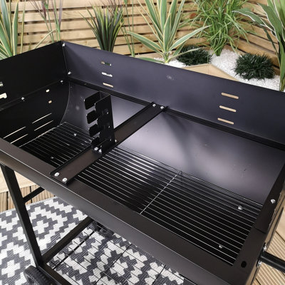 Portable Half Drum Barrel Barbecue with Adjustable Grills