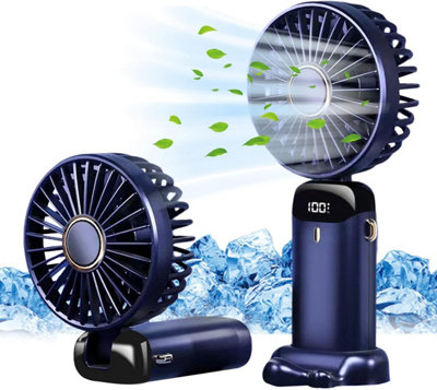 Portable Handheld USB Rechargeable Fan, 5 Speeds, Battery Powered ...