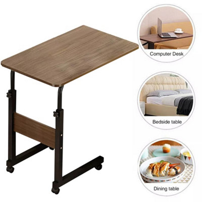 Portable Height Adjustable Over Bed & Sofa Laptop Table with Wheels