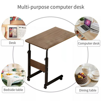 Portable Height Adjustable Over Bed & Sofa Laptop Table with Wheels