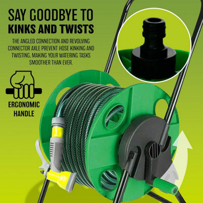 Portable Hose Reel Garden Watering Pipe Free Standing Winder Durable ...