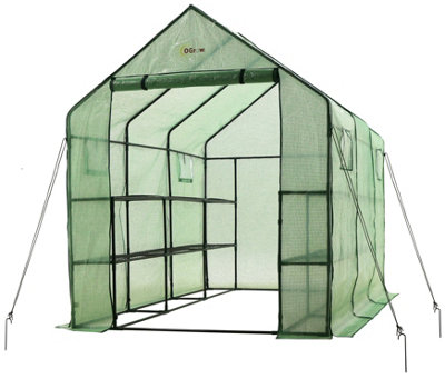 Portable Large Walk In Garden Greenhouse - 2 Tier 12 Shelf Green ...