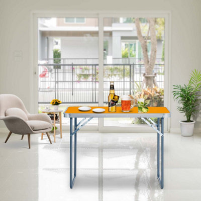 PORTABLE MDF WOODEN TOP FOLDING DINING TABLE GARDEN OUTDOOR PICNIC ...
