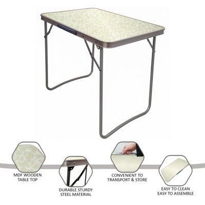 PORTABLE MDF WOODEN TOP FOLDING DINING TABLE GARDEN OUTDOOR PICNIC ...