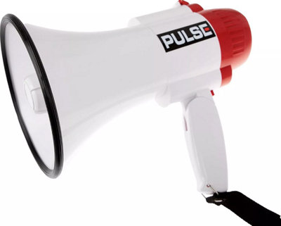 PORTABLE MEGAPHONE SPEAKER WITH SIREN - VERY LOUD 10W LOUDHAILER PISTOL ...
