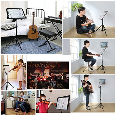 PORTABLE MUSIC STAND HEIGHT ADJUSTABLE ORCHESTRAL SHEET BOOK HOLDER TRIPOD